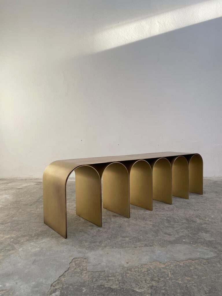 Steel Gold Arch Bench by Pietro Franceschini - PHILIA